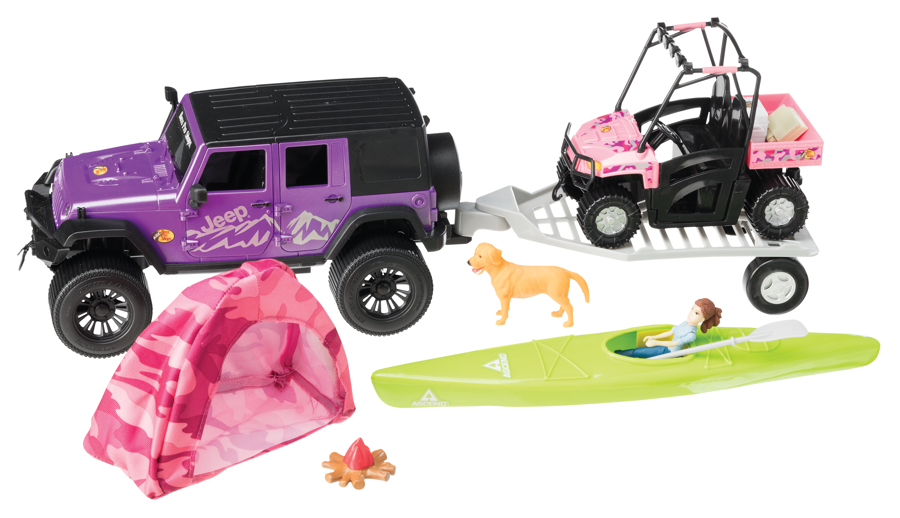 Bass Pro Shops Deluxe Jeep Wrangler Camping Adventure Truck Play Set ...